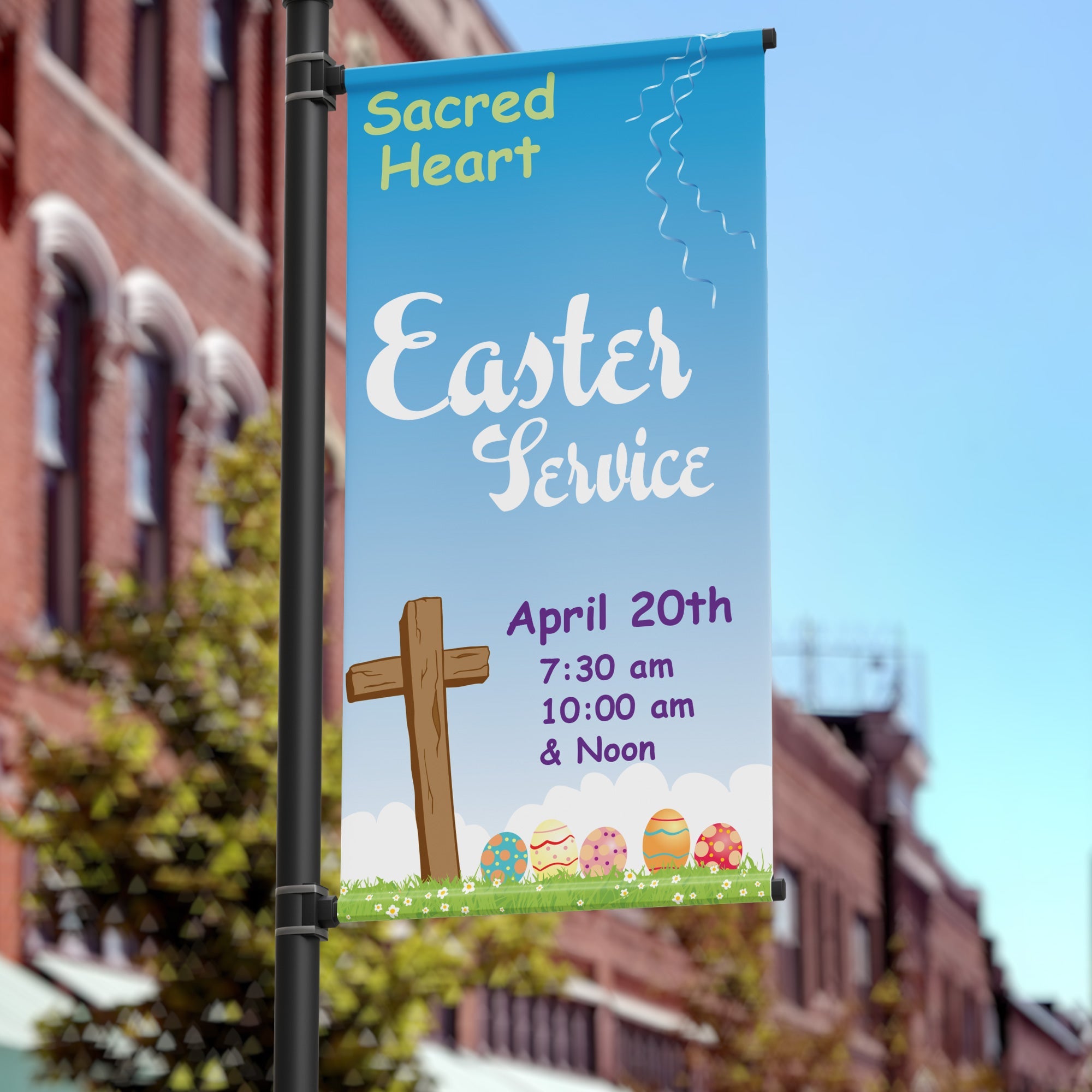 Custom Religious 18"x36" Pole Banner | Easter Service – VictoryStore.com