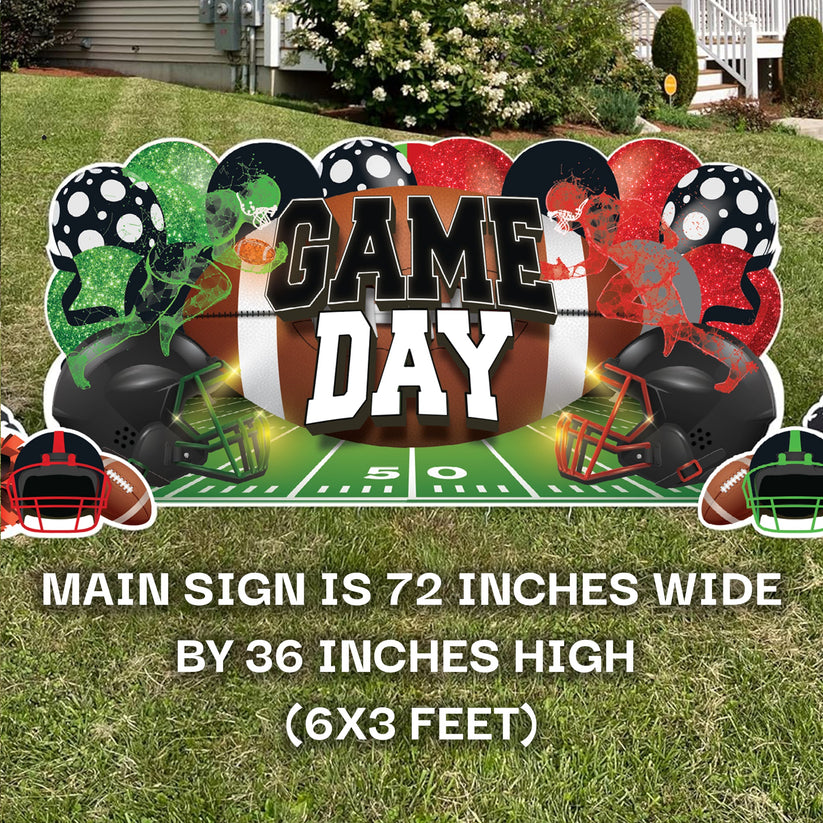 2025 Football Game Day Yard Card Display – 5 Pc Set | Red & Green ...