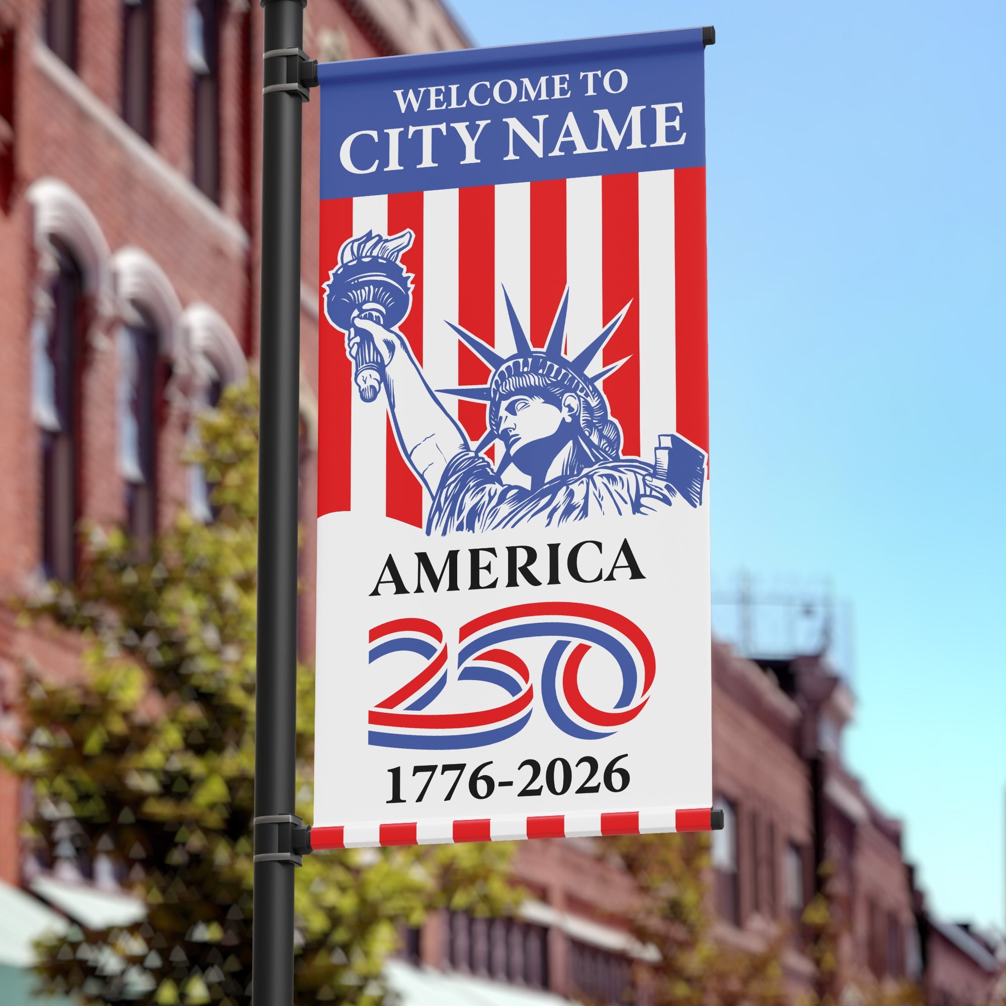 24"x48" Custom America's 250th Pole Banner | Statue of Liberty ...