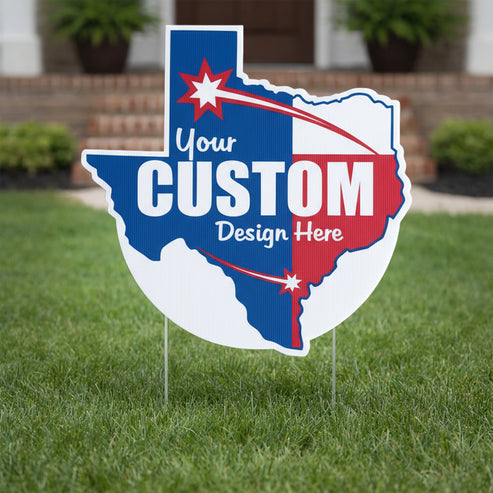 Custom 2'x2' Texas Shaped Yard Sign for Business & Campaigns ...
