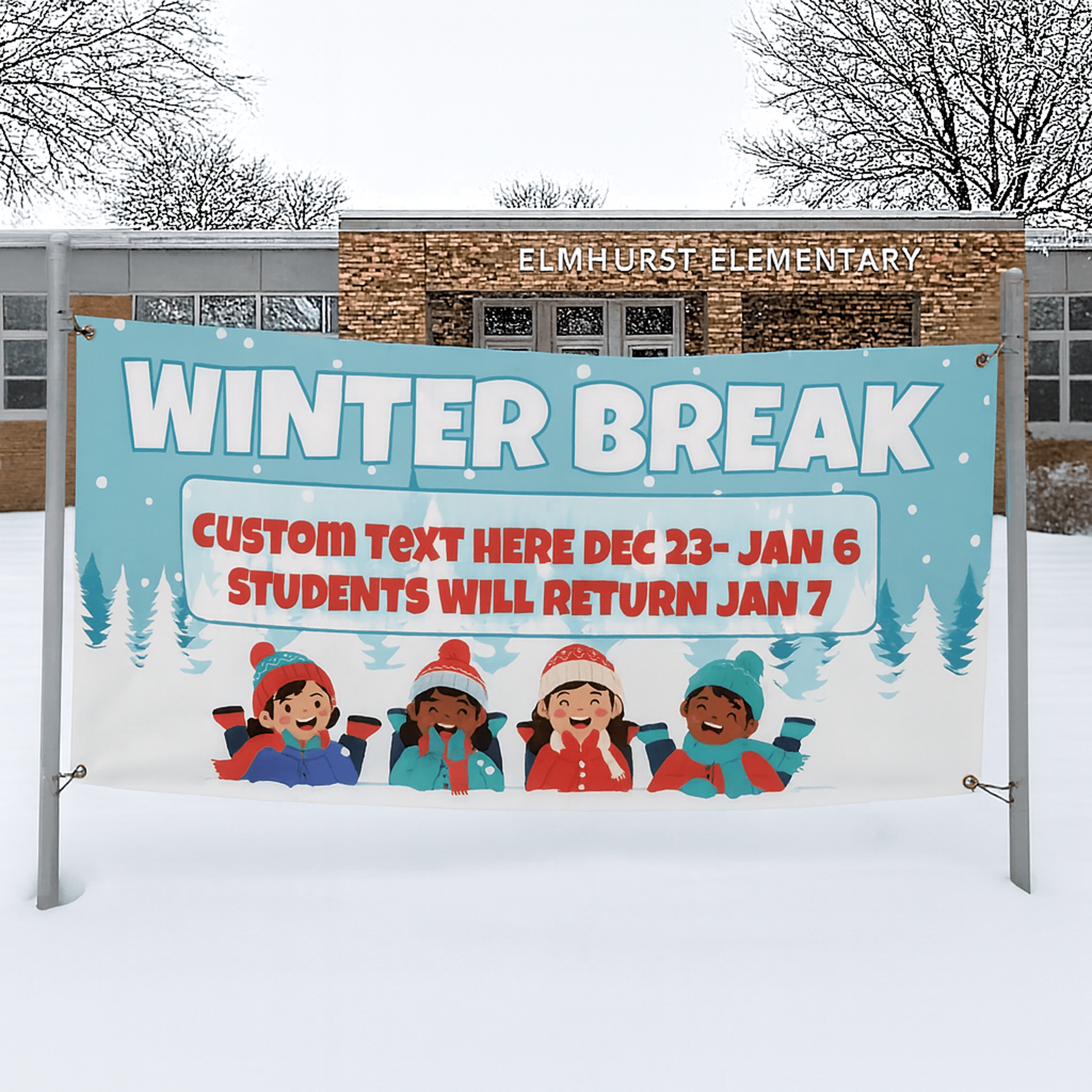 Custom Winter Break Banner for Schools - Waterproof Vinyl Banner with ...