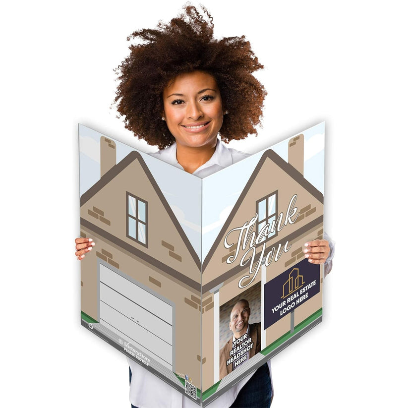 Personalized 3-Foot Realtor Thank You Card - Custom Photo & Logo ...