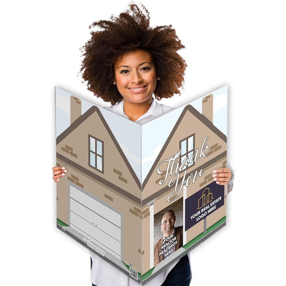 Personalized 3-Foot Realtor Thank You Card - Custom Photo & Logo ...