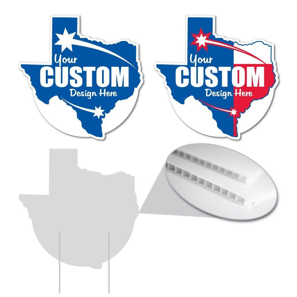Custom 2'x2' Texas Shaped Yard Sign for Business & Campaigns ...