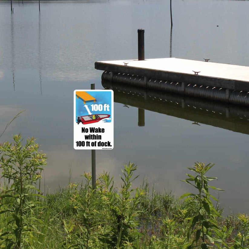 No Wake Within 100 ft. of Dock Sign/Sticker | VictoryStore ...