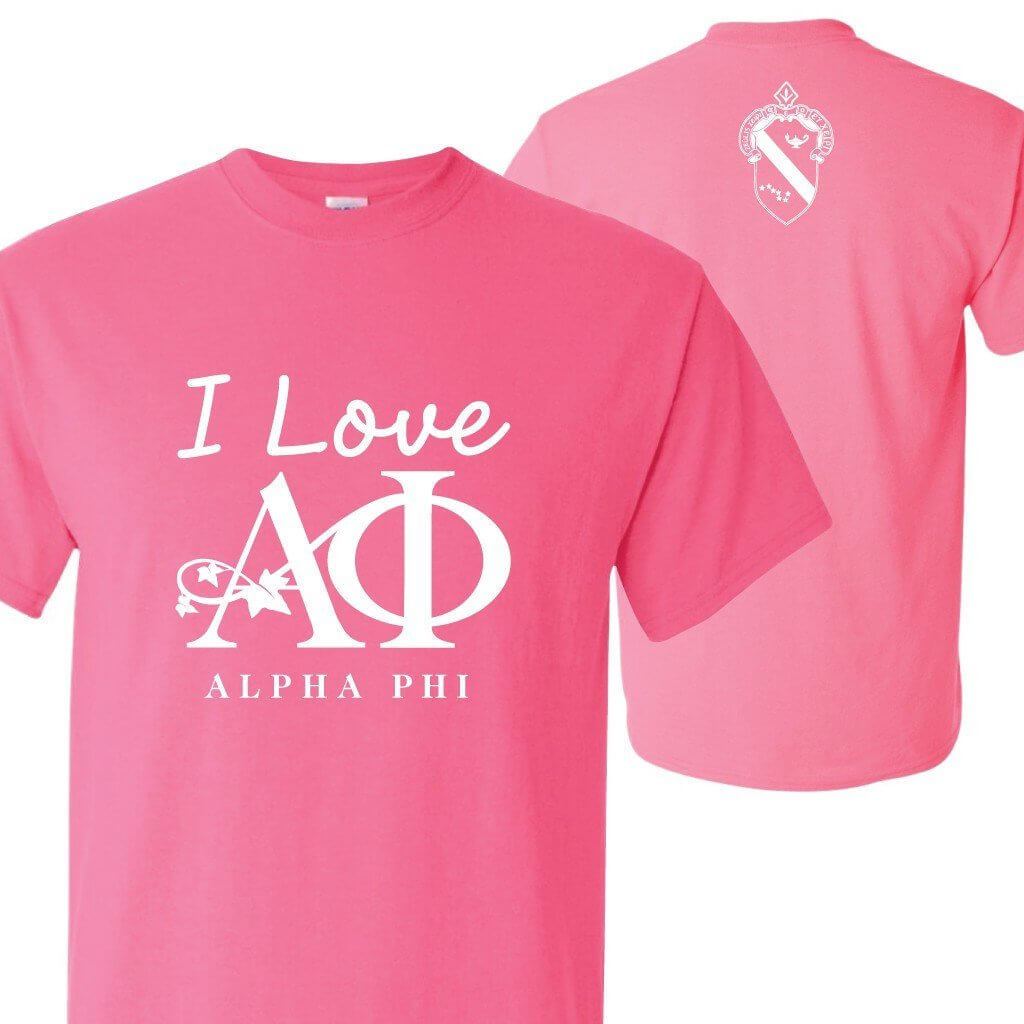 I Love Alpha Phi T-Shirt | VictoryStore – VictoryStore.com