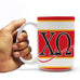Chi Omega 15oz Coffee Mug | Red Stripes | VictoryStore – VictoryStore.com