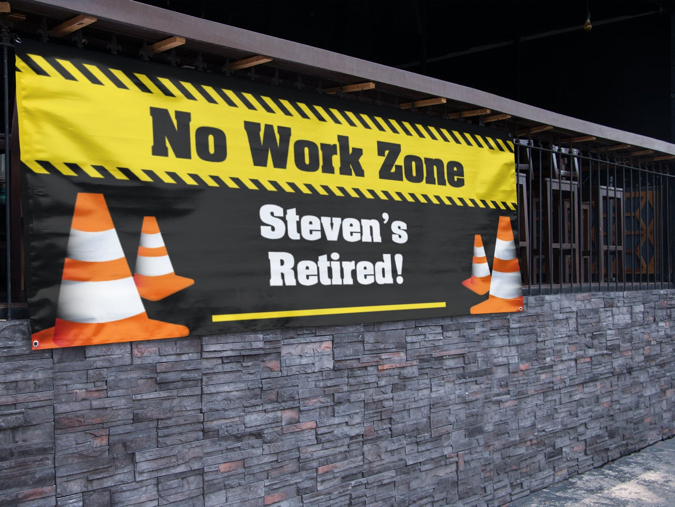 Custom Retirement No Work Zone Vinyl Banner | VictoryStore ...