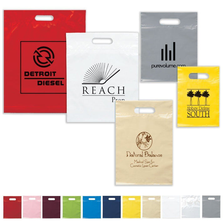 Plastic Die Cut Handle Bags | 9.5" x 14" | VictoryStore – VictoryStore.com