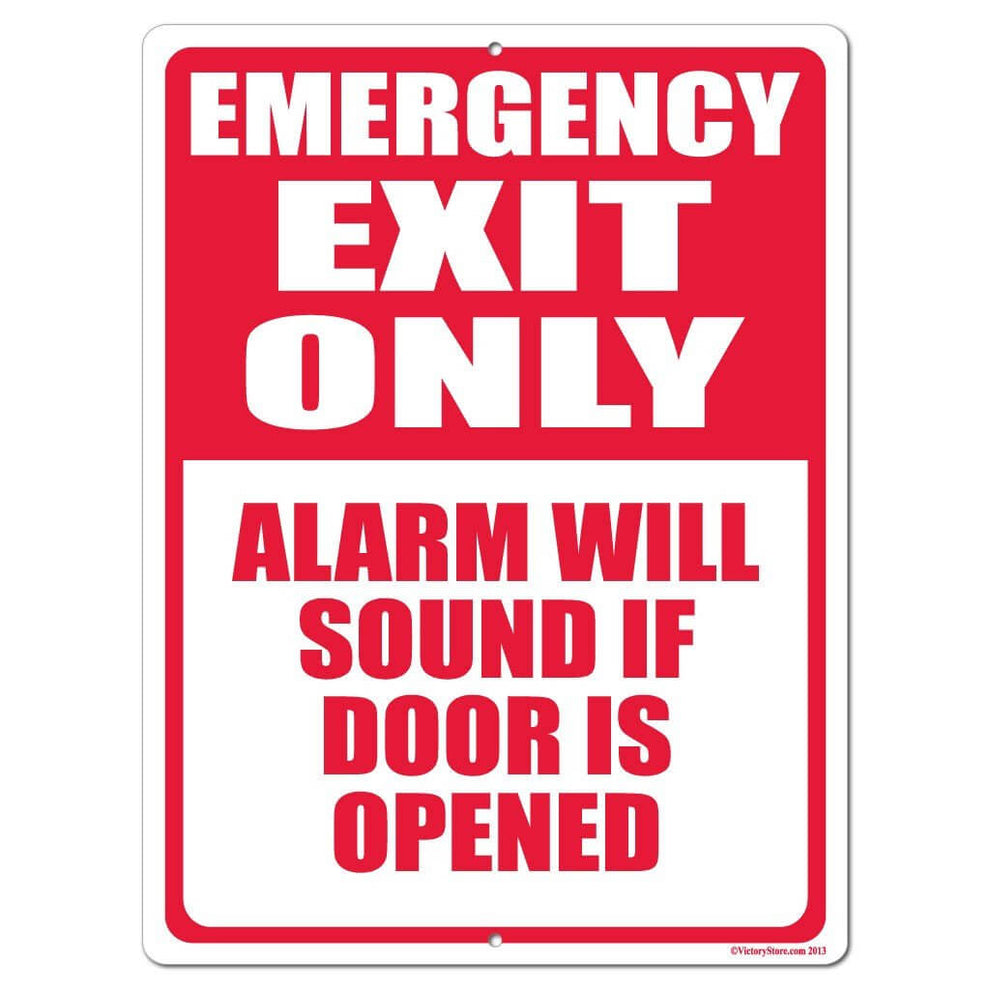 Emergency Exit Alarm Will Sound Sign/Sticker | VictoryStore ...