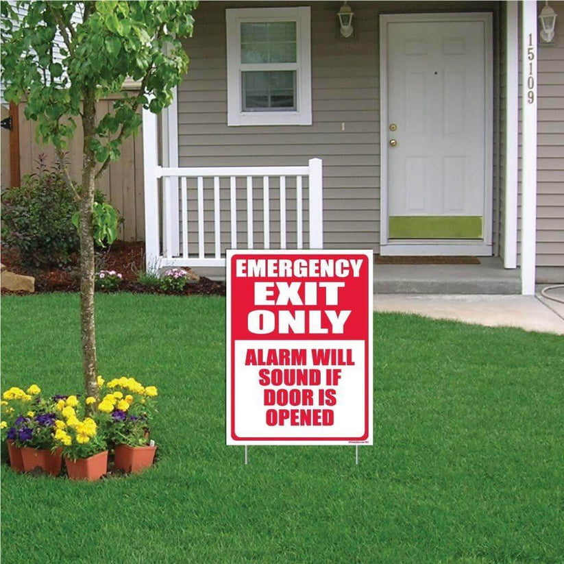 Emergency Exit Alarm Will Sound Sign/Sticker | VictoryStore ...