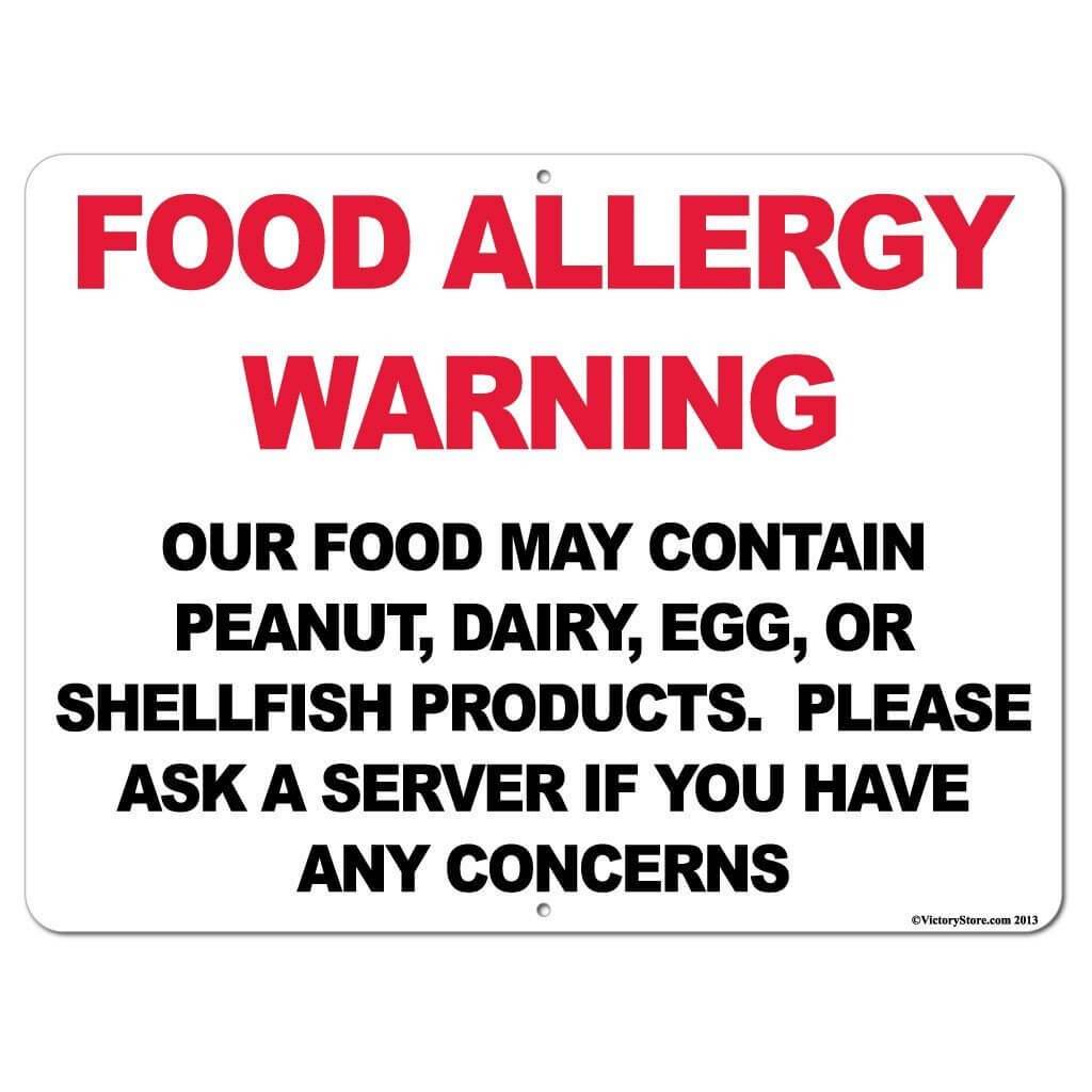 Food Allergy Warning Sign or Sticker | VictoryStore – VictoryStore.com