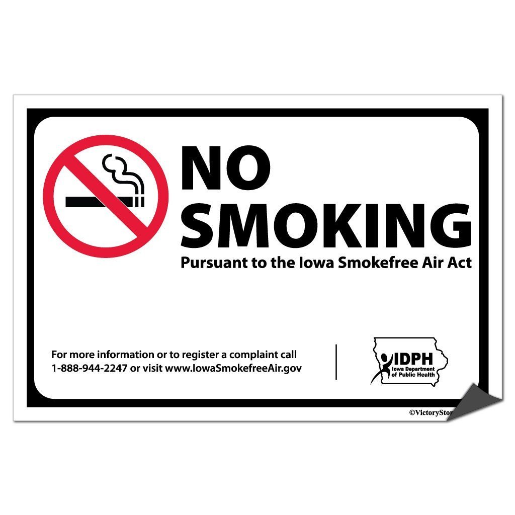 Iowa Smokefree Air No Smoking Sign/Sticker | VictoryStore ...