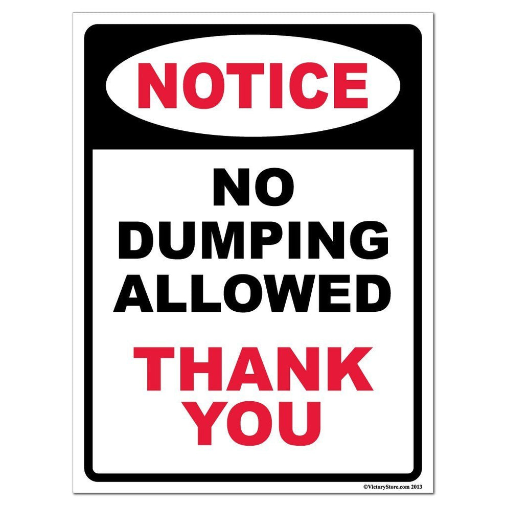 No Dumping Allowed Sign/Sticker | VictoryStore – VictoryStore.com