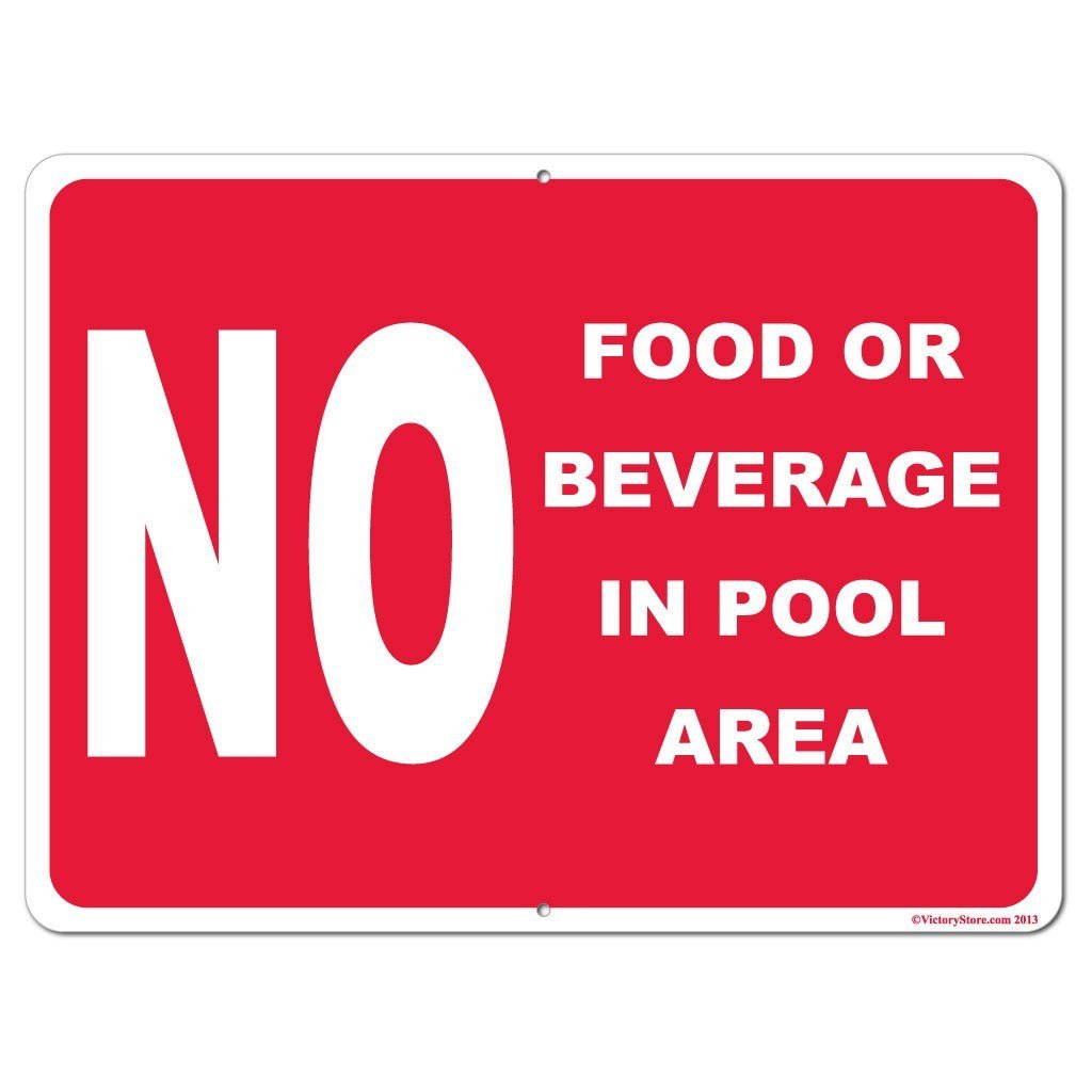 No Food or Beverage in Pool Area Sign/Sticker | VictoryStore ...