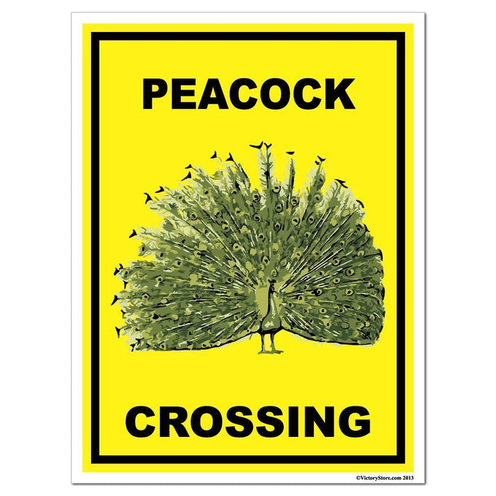 Peacock Crossing Aluminum Sign or Sticker | VictoryStore – VictoryStore.com