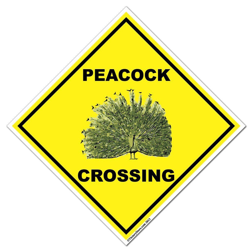 Peacock Crossing Aluminum Sign or Sticker | VictoryStore – VictoryStore.com