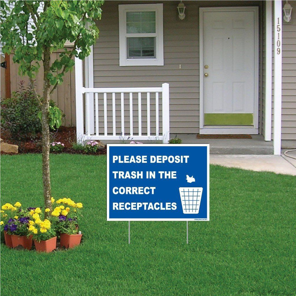 Deposit Trash in Receptacles Sign/Sticker | VictoryStore – VictoryStore.com