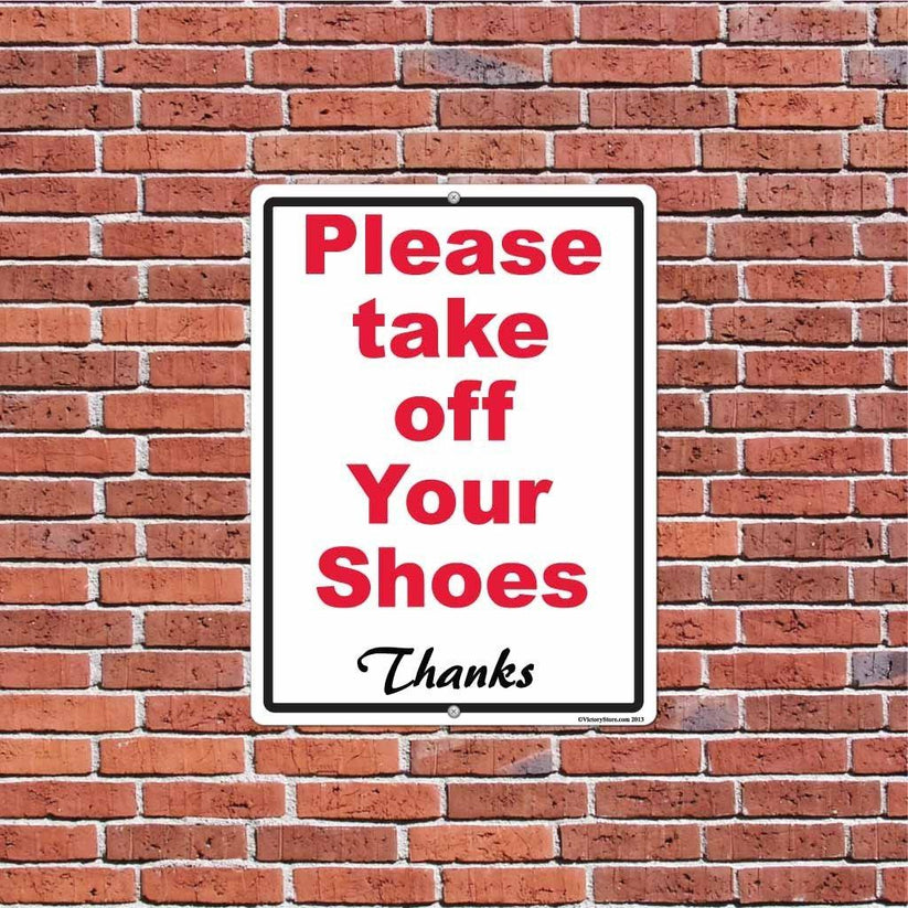 Please Take Off Your Shoes Sign or Sticker | VictoryStore ...