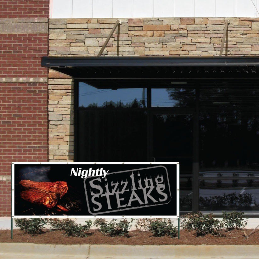 Sizzling Steaks Nightly Vinyl Banner | VictoryStore – VictoryStore.com