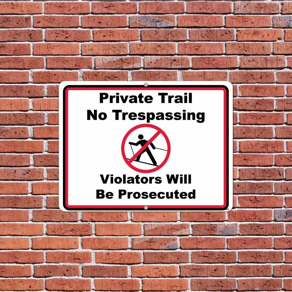 Private Trail No Trespassing Metal Sign | Skiing – VictoryStore.com