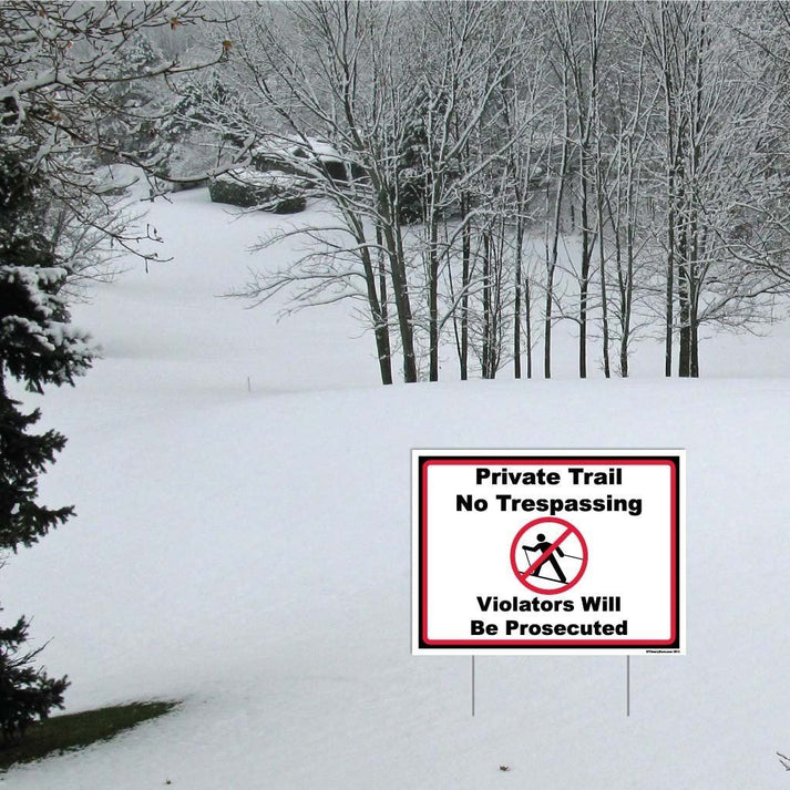 Private Trail No Trespassing Metal Sign | Skiing – VictoryStore.com
