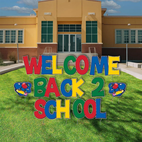 Welcome Back 2 School Yard Sign Quick Set - 10 Pc Set | VictoryStore ...